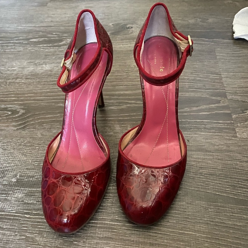 Kate Spade Red Croc Embossed Patent Leather Mary Jane… - Gem